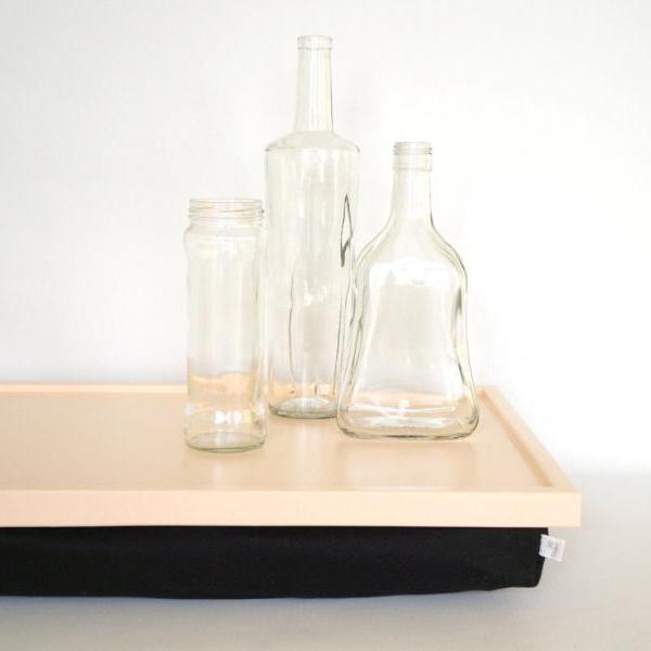 Black Wooden Bed Tray With Pillow, Serving Tray - Black Tray, Floral ...